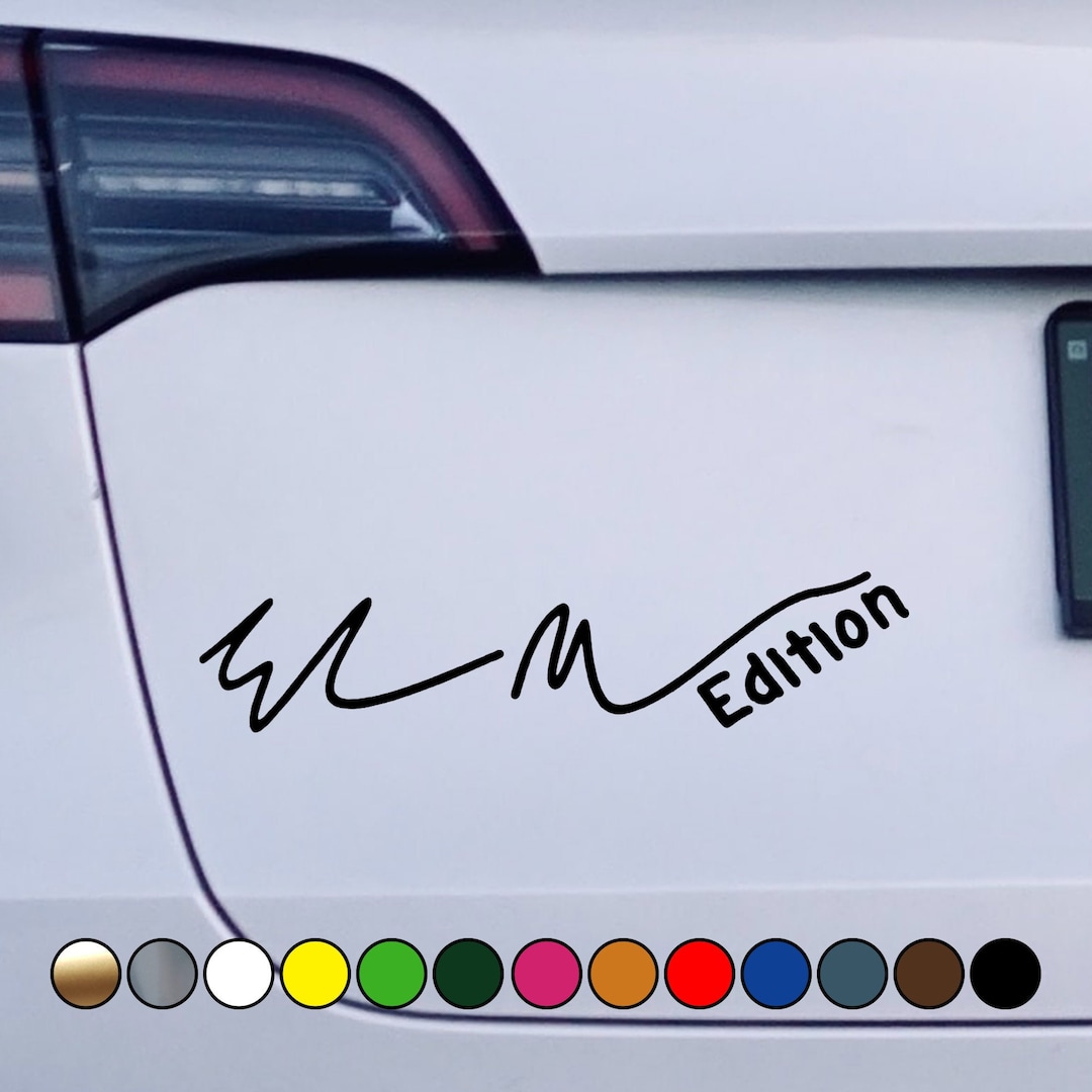 Tesla Model S 3 X Y Elon Musk Edition Signature Sticker - Window / Wall ...