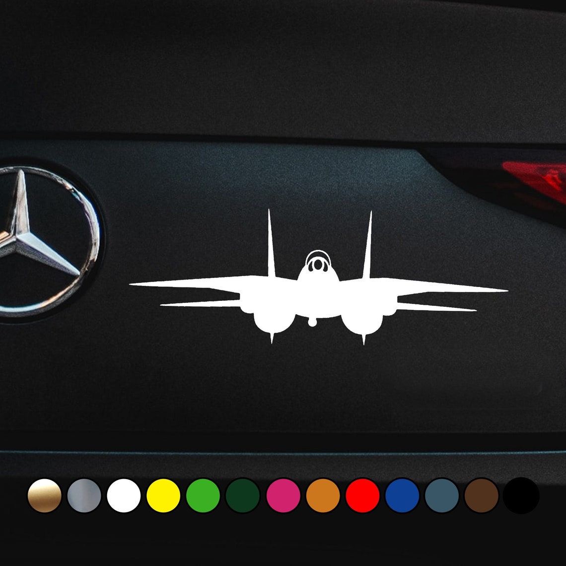 Military F-14 Tomcat Fighter Jet Logo Sticker - Perfect Cut Color Decal ...