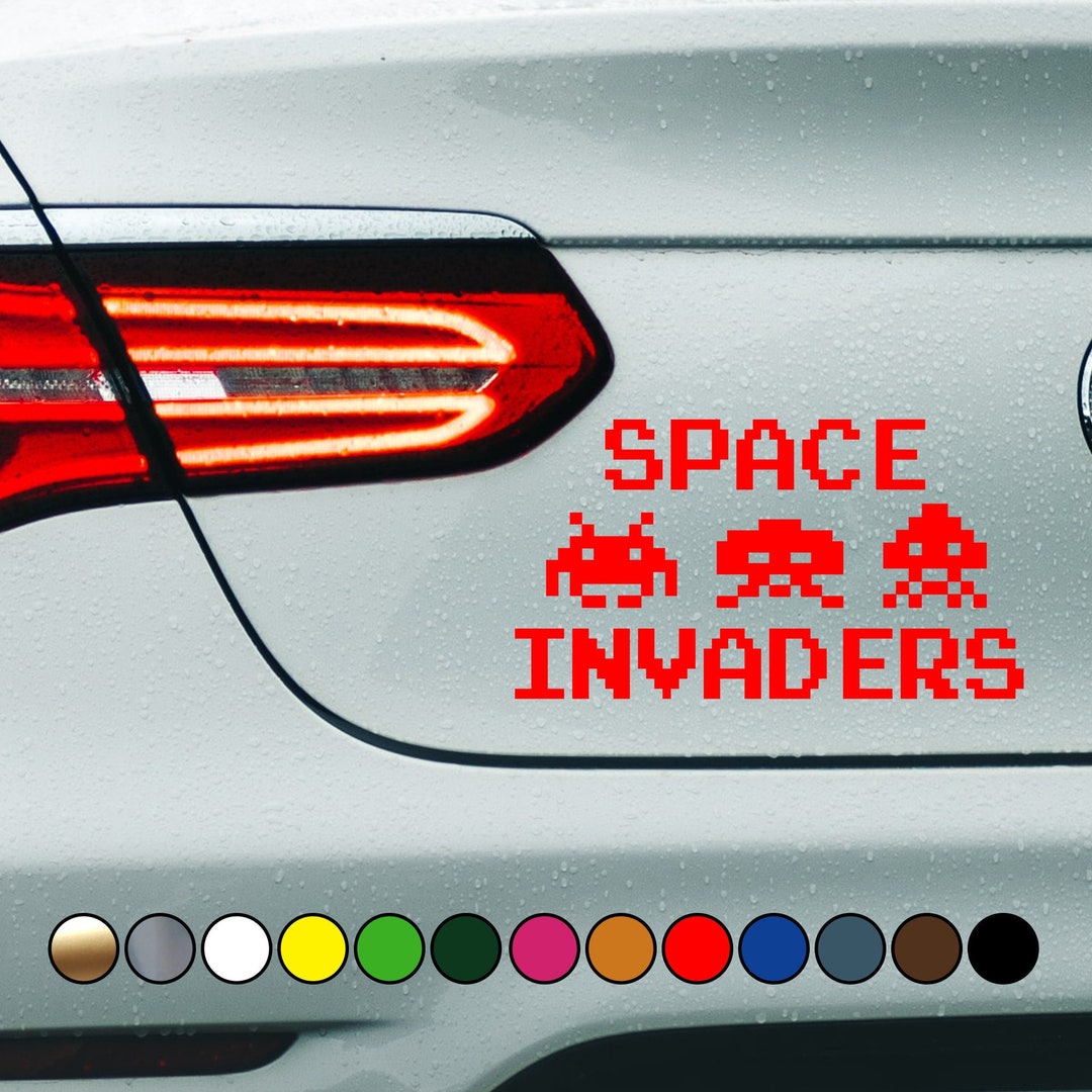RETRO GAMING Space Invaders Sticker - Perfect Cut Color Decal Vinyl ...