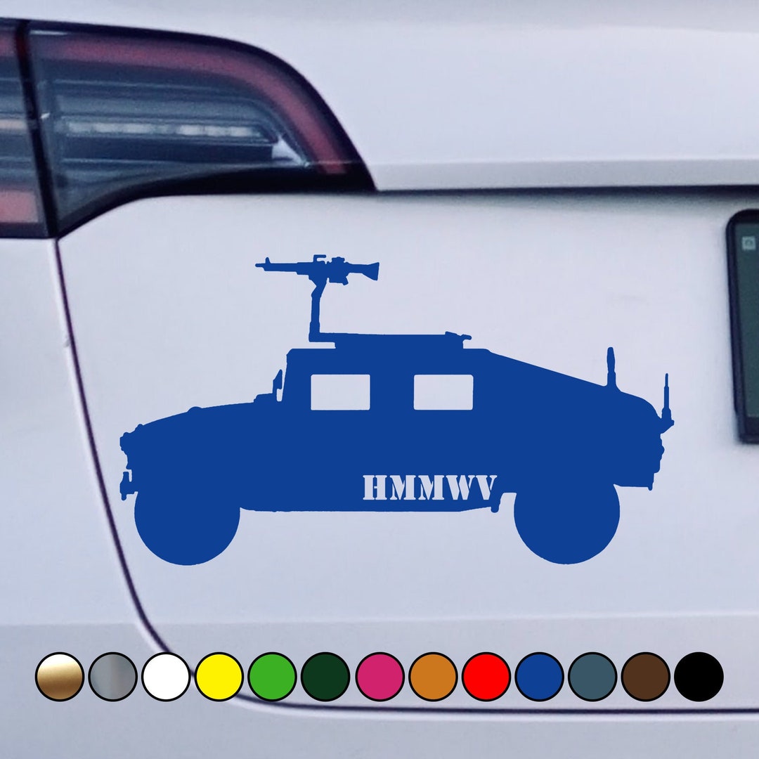 Military HMMWV Vechicle With Text Logo Sticker - Perfect Cut Color ...