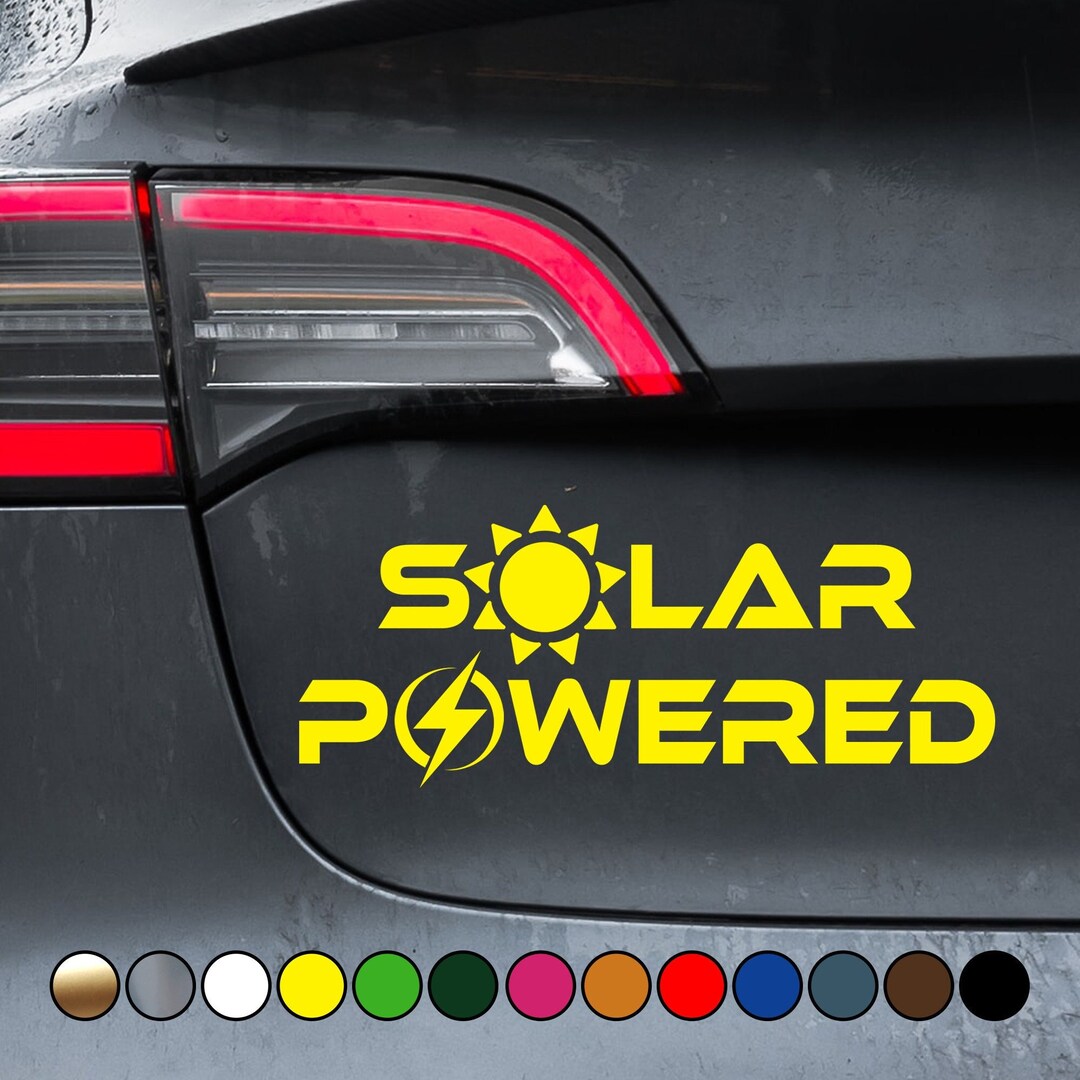 ECO Solar Powered Green Energy Sun Logo Sticker - Perfect Cut Color ...