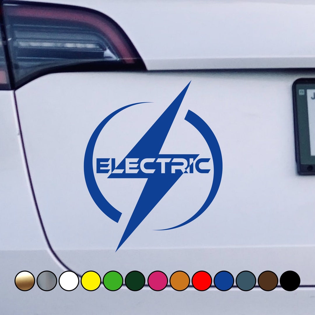 ECO Electric With Thunder Green Energy Logo Sticker - Perfect Cut Color ...