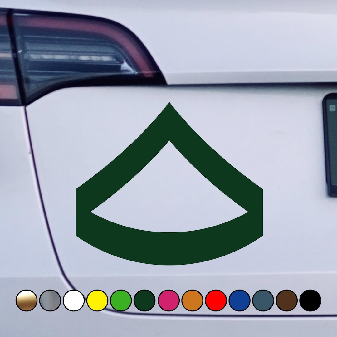 Military US ARMY Rank - Private First Class Sticker - Perfect Cut Color ...