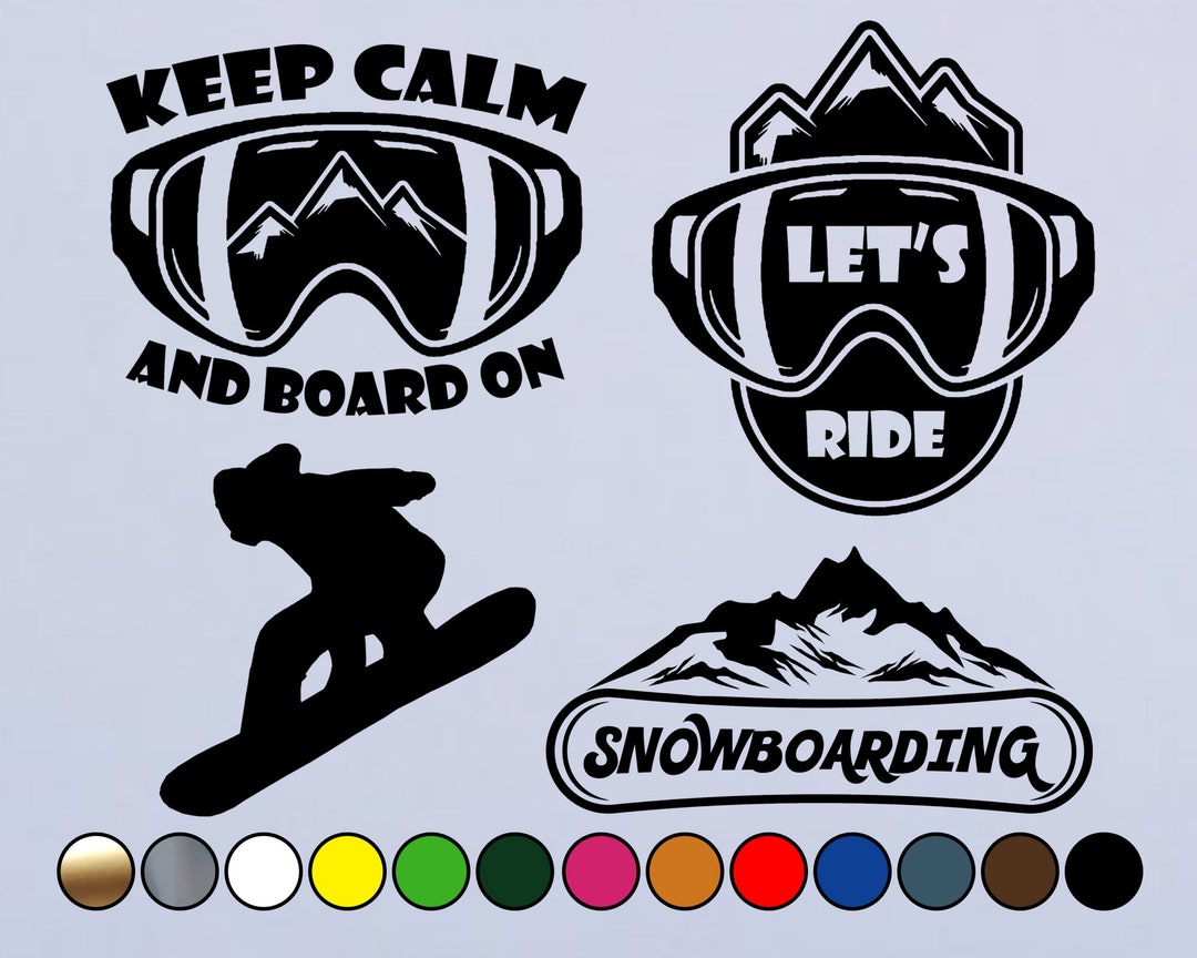 Set of 4 Snowboarding Stickers Dynamic Snowboarding Stickers - Perfect ...
