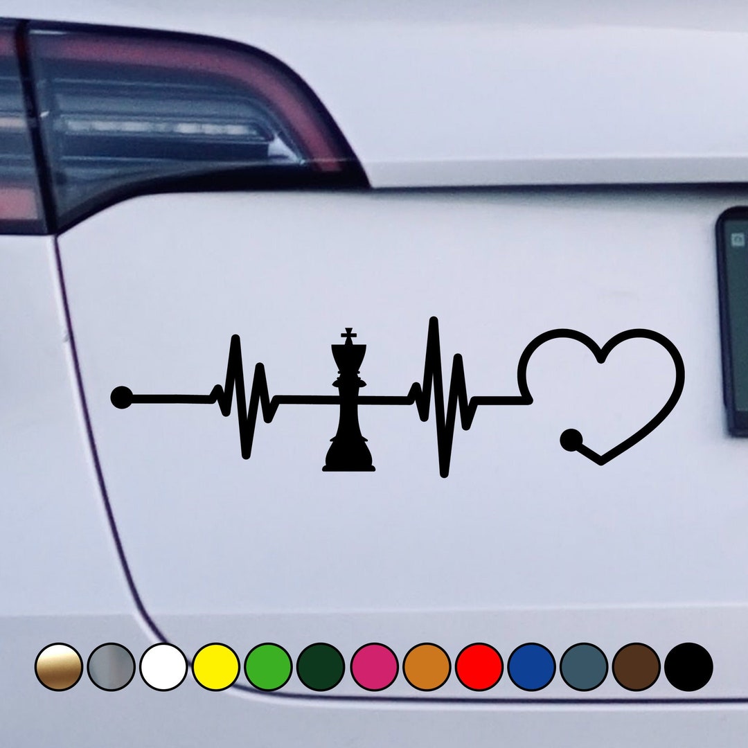 Chess I Love Chess King Heartbeat Heart High Quality Logo - Perfect Cut ...