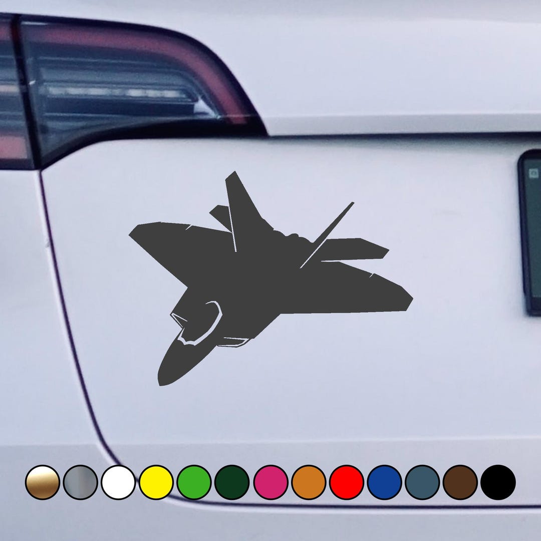 Military F-22 Raptor Fighter Jet 3d View Logo Sticker - Perfect Cut ...