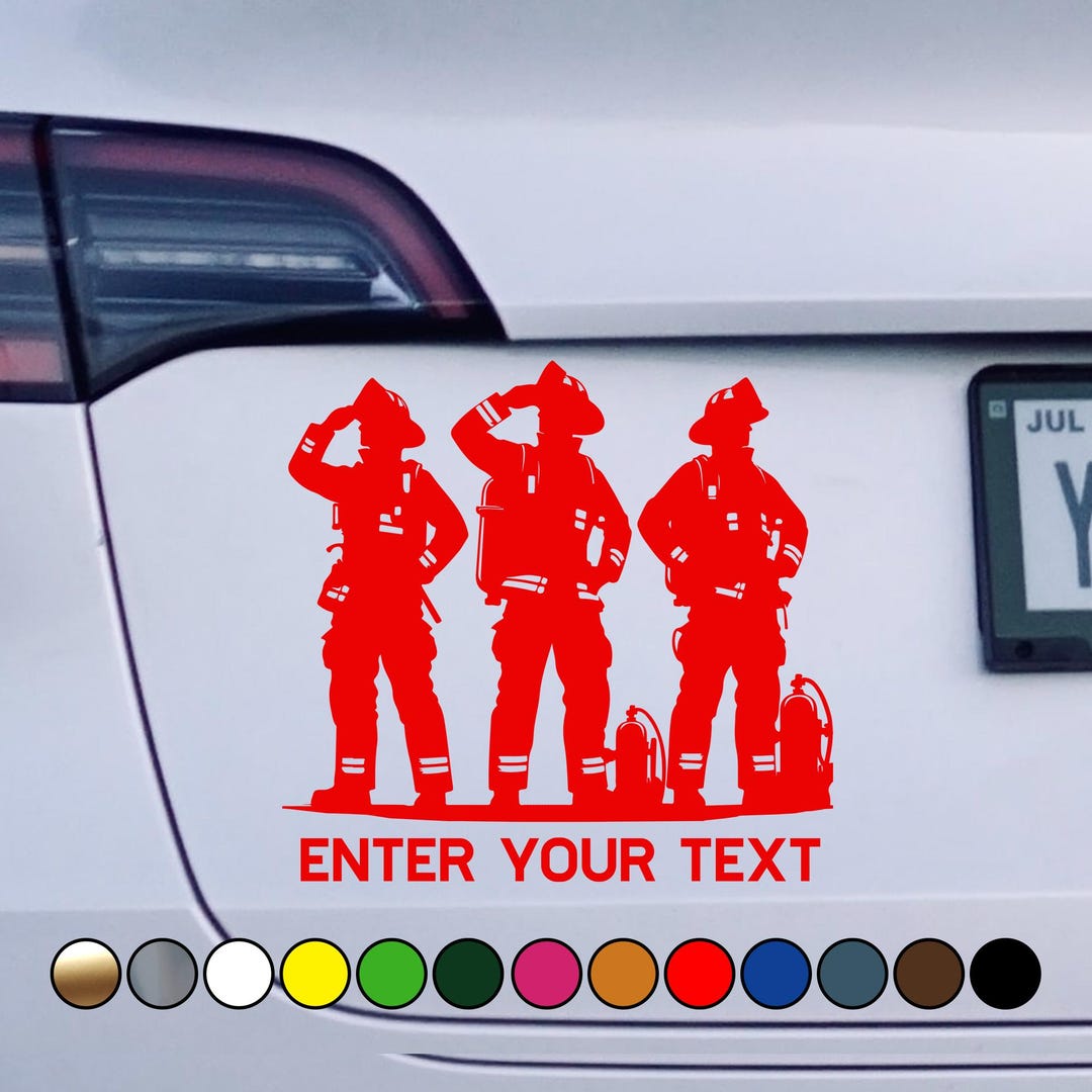 Firefighters Sticker With Personalized Text - Flames - Fire - Perfect ...
