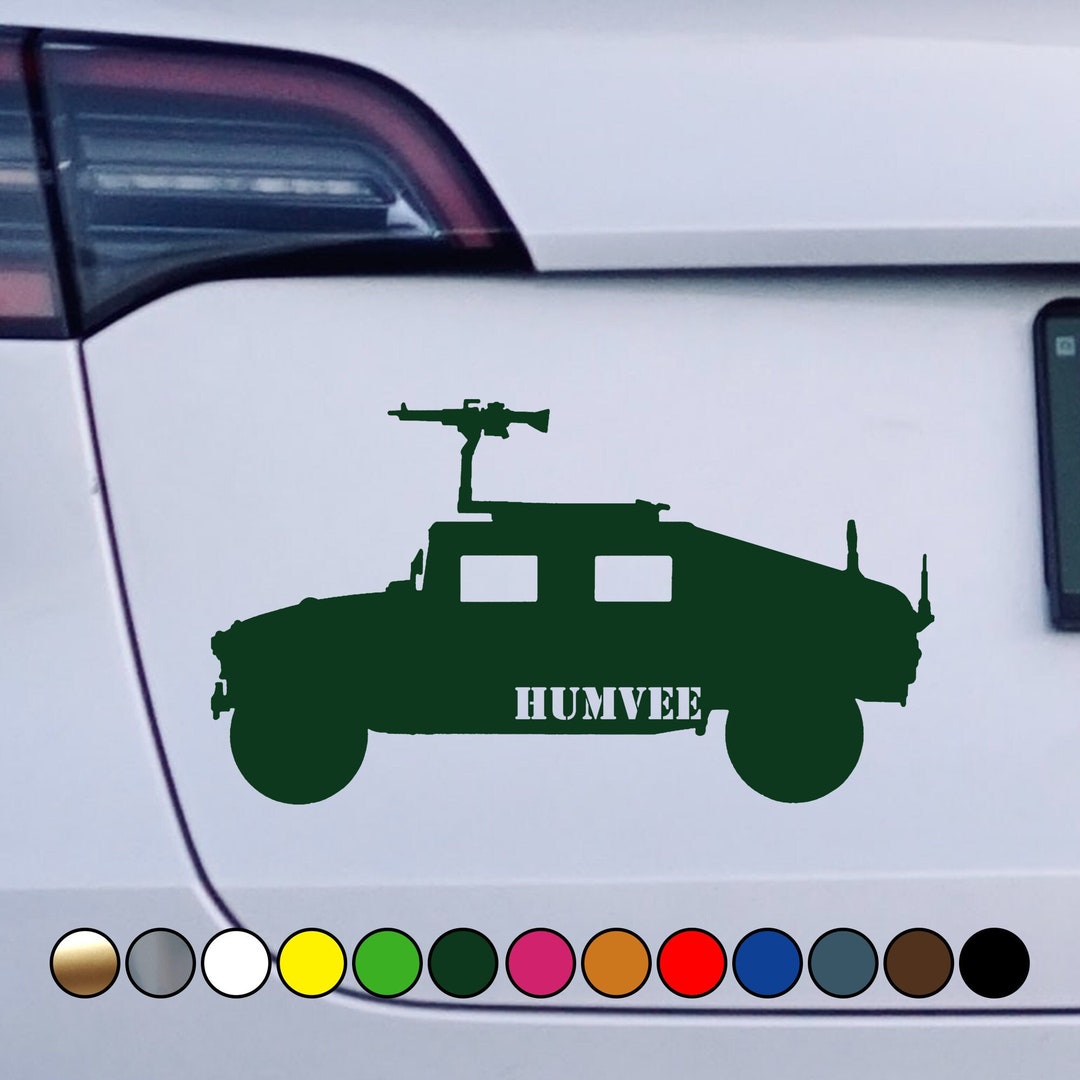 Military Humvee Vechicle With Text Logo Sticker - Perfect Cut Color ...