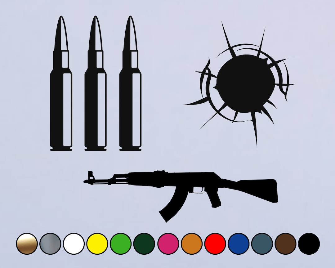 Set of 5 Stickers Carbine Ak47 Carbine Ammo Bullet Hole Perfect Cut ...