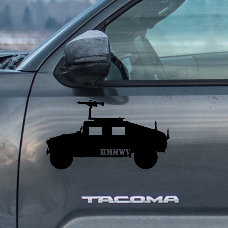 Military HMMWV Vechicle With Text Logo Sticker - Perfect Cut Color ...