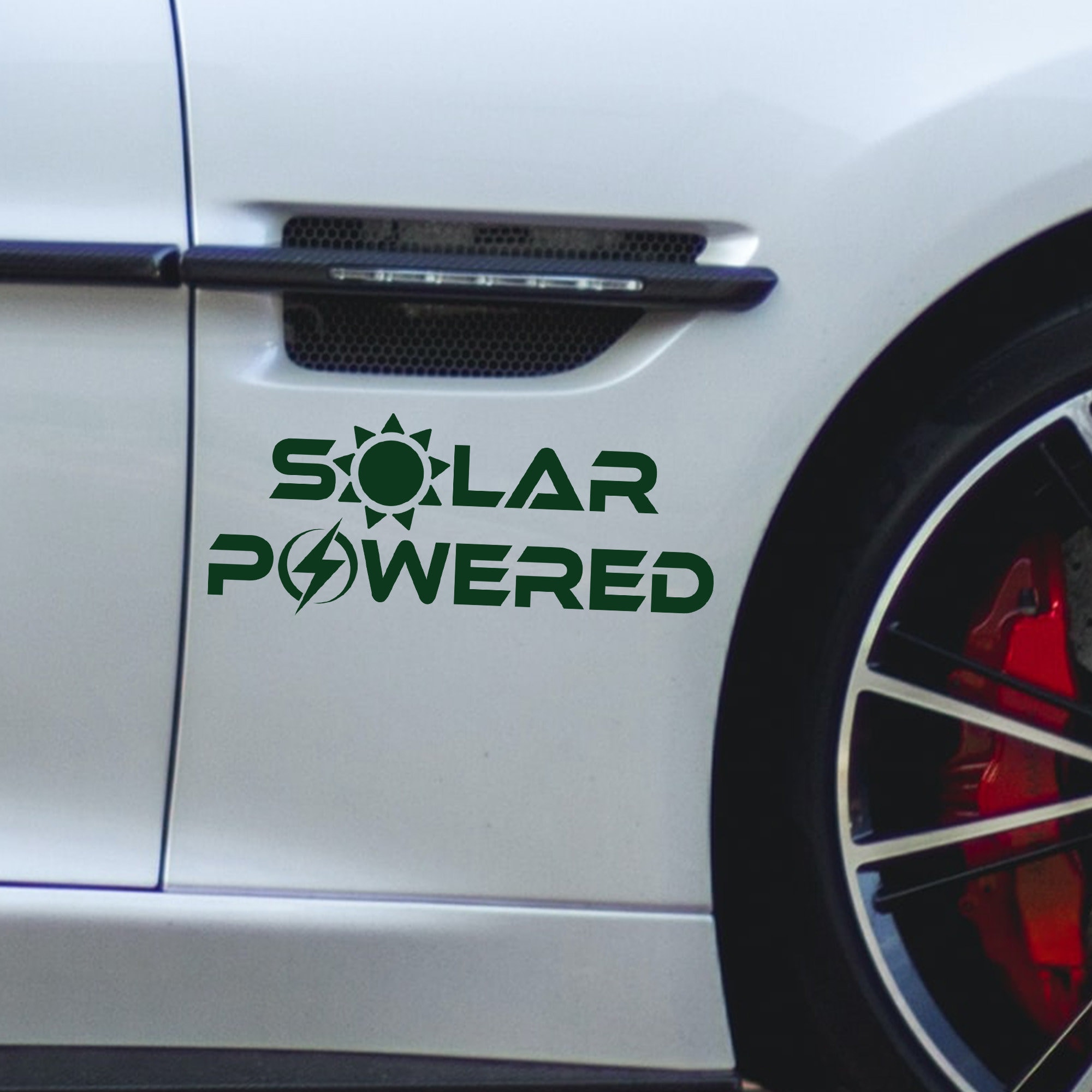 ECO Solar Powered Green Energy Sun Logo Sticker - Perfect Cut Color ...