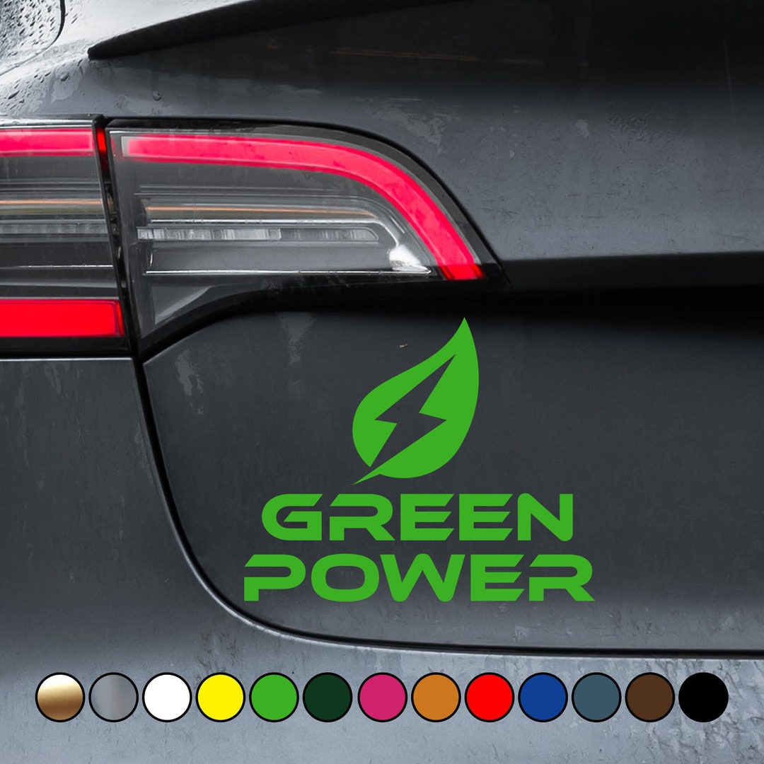 ECO Green Energy Leaf Electric Sun Zero Emission Logo Sticker - Perfect ...