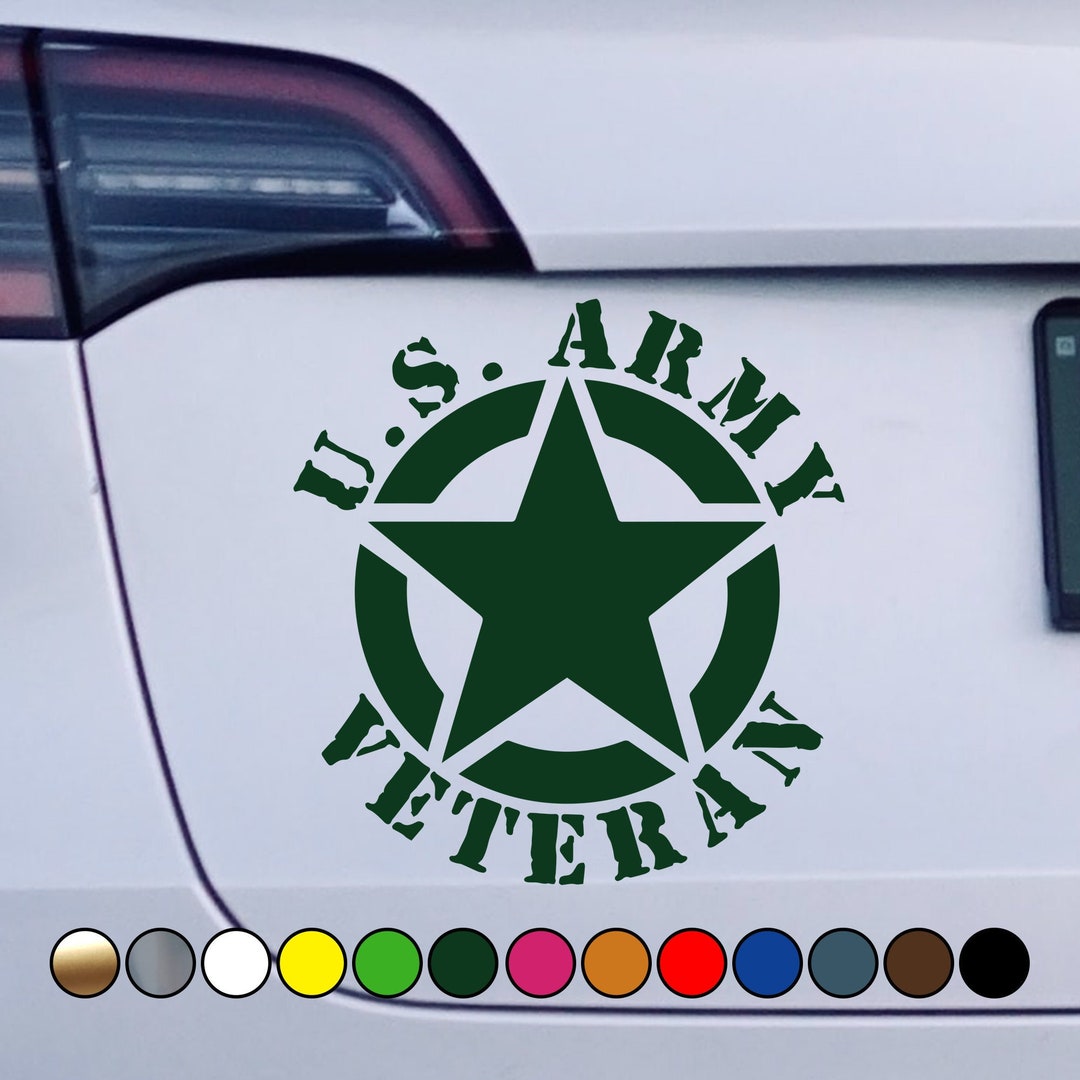 Military US ARMY Veteran Logo Sticker - Perfect Cut Color Decal Vinyl ...