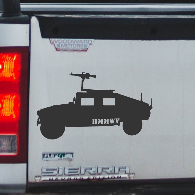 Military HMMWV Vechicle With Text Logo Sticker - Perfect Cut Color ...