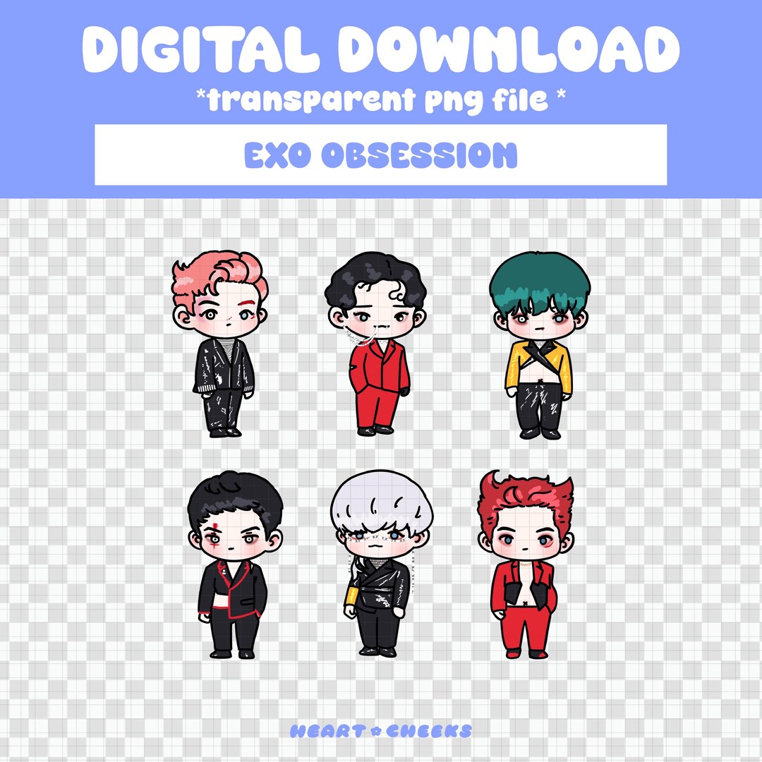 EXO Obsession Digital Sticker: Kpop Idol Group Printable Decal (PNG ...