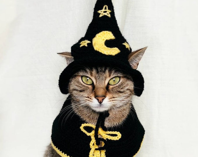 Wizard Pet Costume, Wizard Costume for Cat, Halloween Cat Hat, Wizard ...