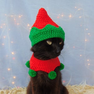 Elf Cat Costume, Elf Cat Outfit, Christams Hat and Collar for Kitten ...
