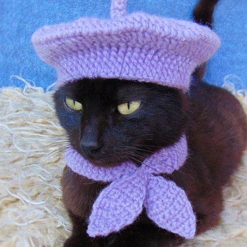 French Beret Hat and Scarf Beret Hat for Cat Cat Scarf | Etsy