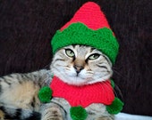 Elf Cat Costume Elf Cat Outfit Christams Hat and Collar for - Etsy