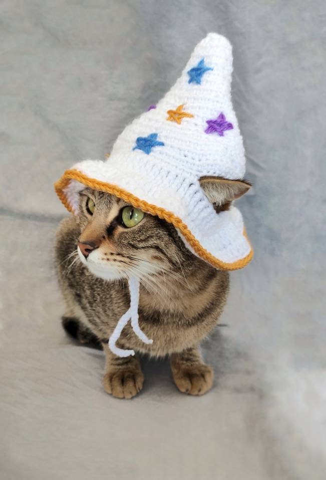 White Wizard Hat for Cat Halloween Wizard Pet Costume White - Etsy