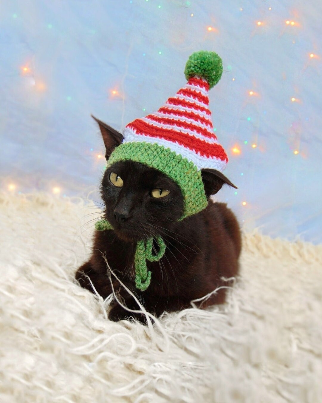 Elf Hat for Cat Christmas Pet Costume Christmas Kitten - Etsy