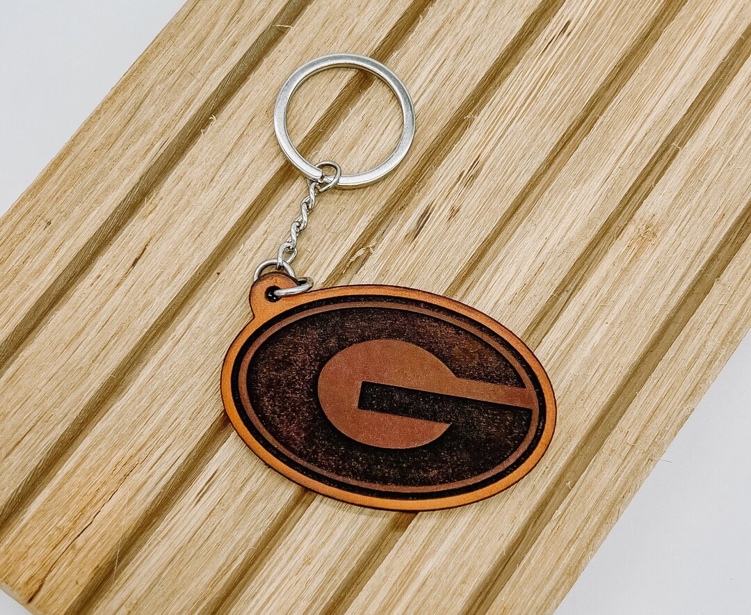 Georgia Bulldogs g Icon Leather Keychain High Quality, Laser-cut Design ...