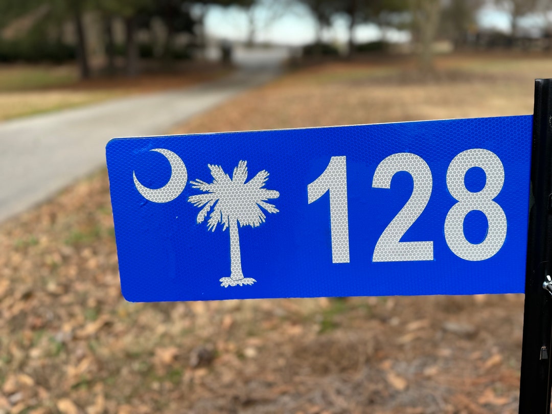 South Carolina Address Sign Reflective House Number Metal Outdoor Decor ...