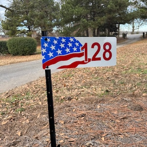 Address Sign American Flag Reflective House Numbers Metal Outdoor Decor ...