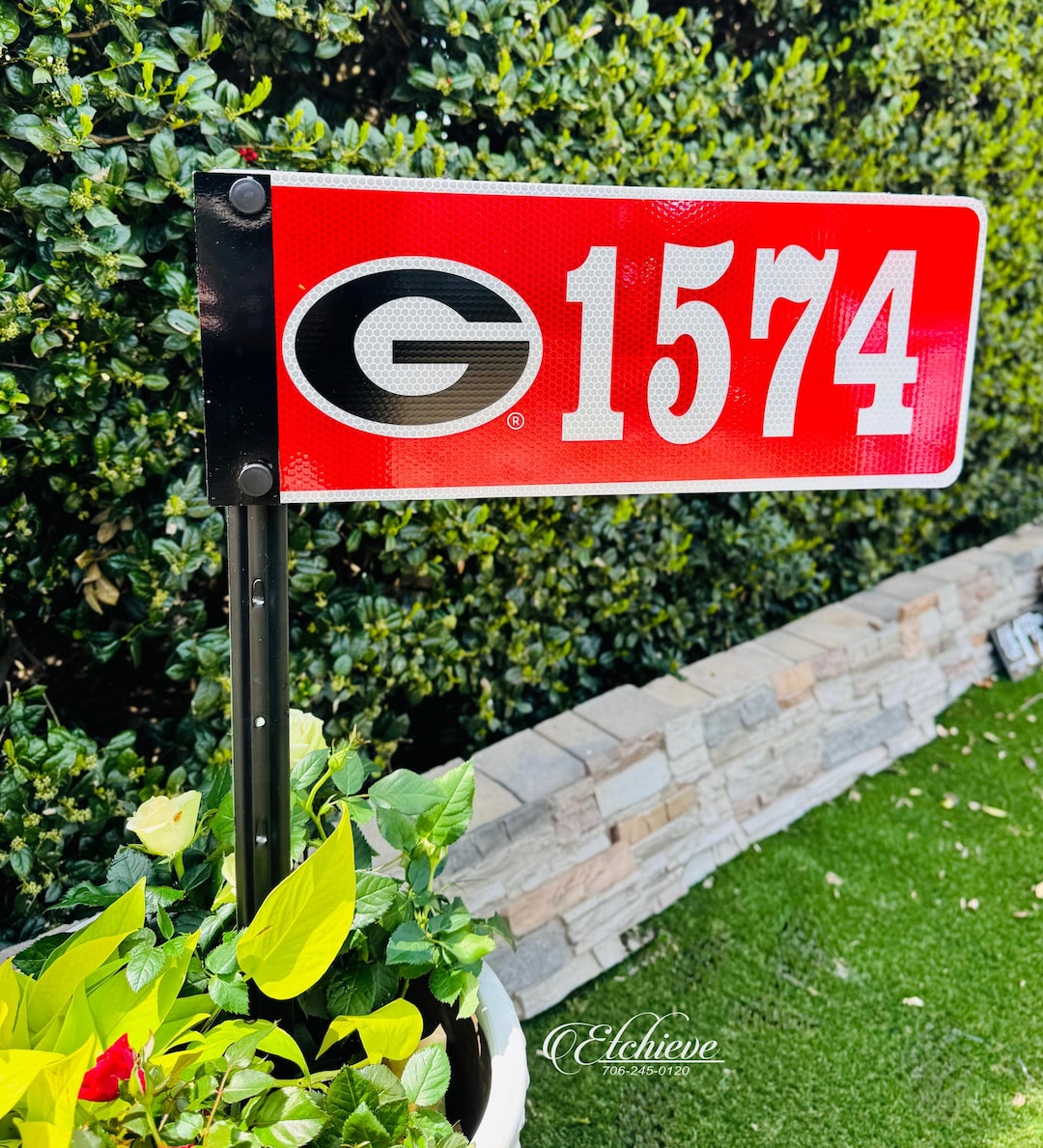 Georgia Bulldogs Reflective Address Sign Custom Metal House Number ...
