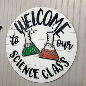 Teacher Door Hanger Wooden Classroom Decor Teacher Gift Round Name Sign ...