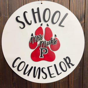 Teacher Door Hanger Wooden Classroom Decor Teacher Gift Round Name Sign ...