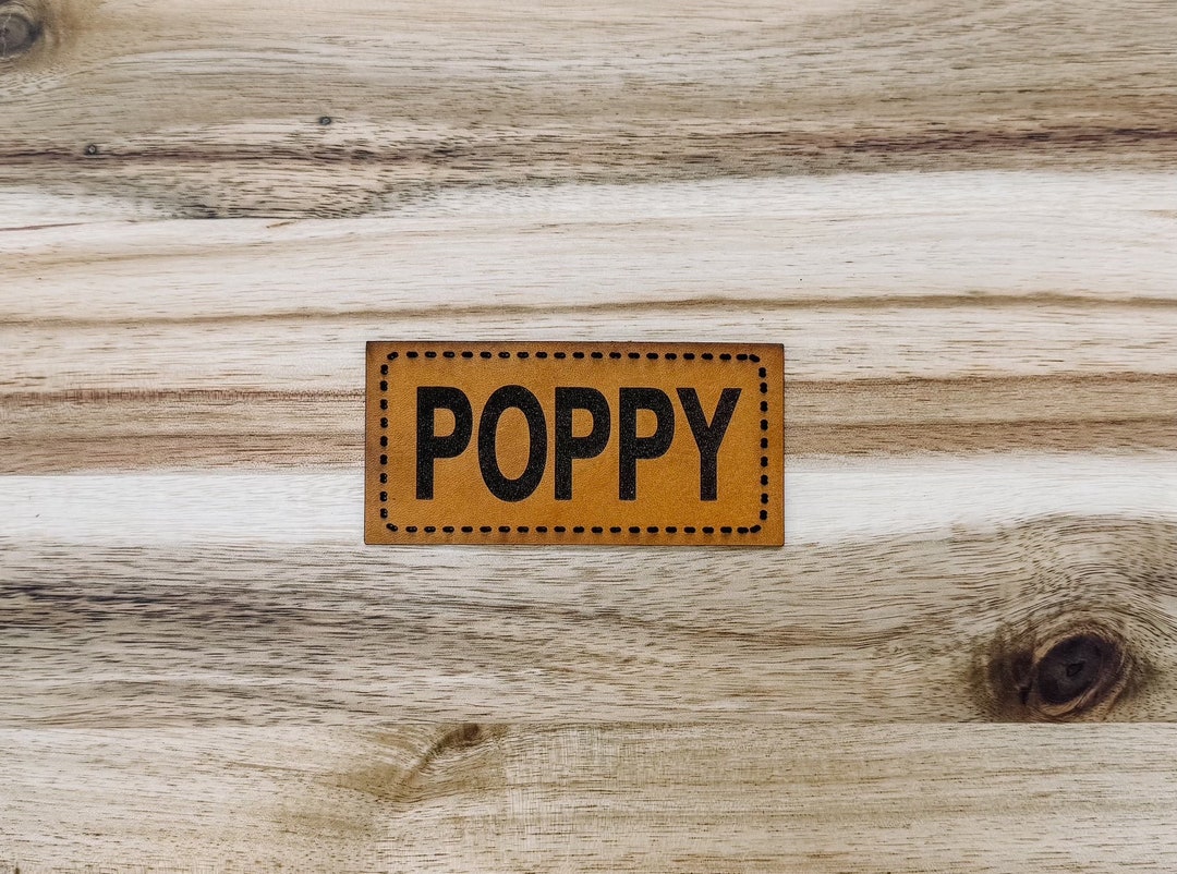 Poppy Leather Patch Genuine Real Leather Patch Laser Etched Patch With ...