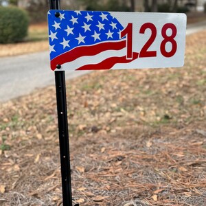 Address Sign American Flag Reflective House Numbers Metal Outdoor Decor ...