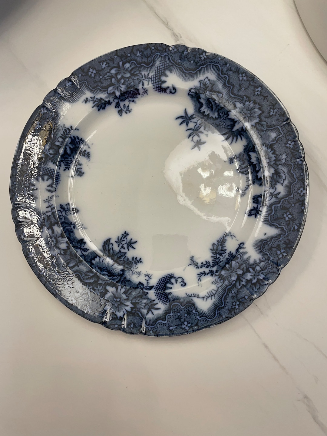 Flow Blue Navy Blue Transferware Dinner Plate - Etsy