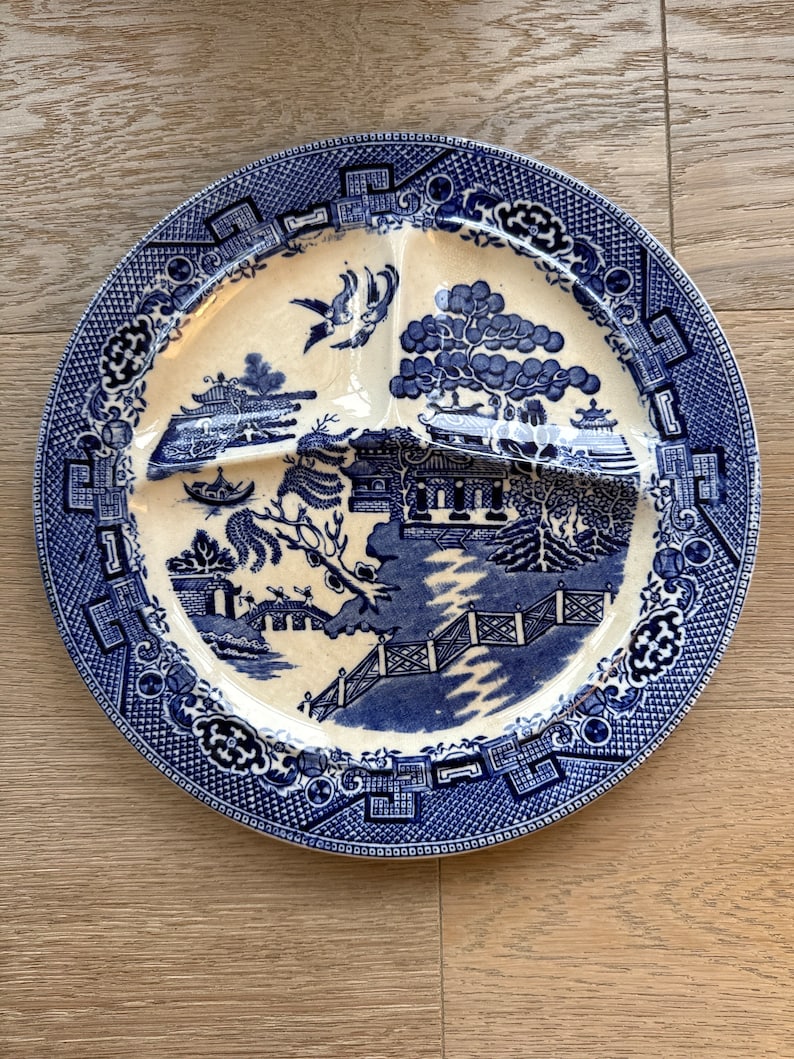 Blue Willow Grille Plate - Etsy