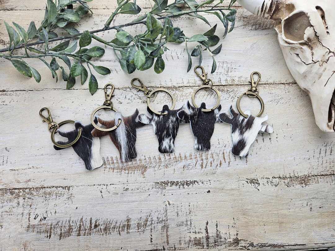 Cow Key Chain, Cowhide, Hair on Hide, Cowhide Key Fob, Key Ring, Cow ...