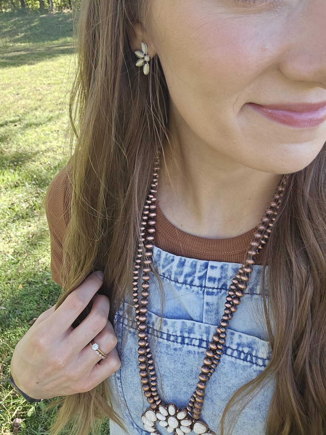 Faux Ivory Cluster Stud Earrings: Western Boho Style - Etsy