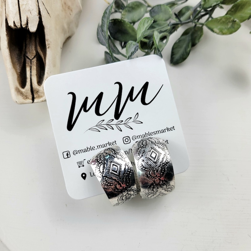 Stamped Native Hoops - Etsy