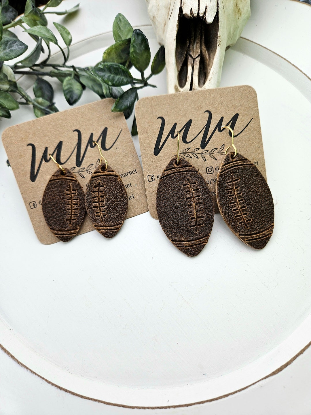 Embossed Football Leather Earrings: School Spirit Jewelry - Etsy