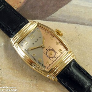 1940's Vintage BULOVA, Fancy Hooded Lugs, Stunning Gray & Salmon Dial ...
