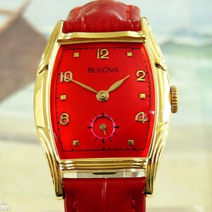 1957 Vintage BULOVA, Fancy Case , Stunning RED Dial, Serviced, Warranty ...