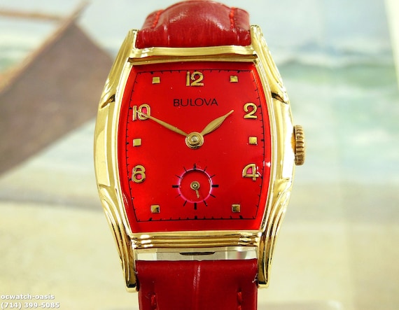 1957 Vintage BULOVA, Fancy Case , Stunning RED Dial, … - Gem
