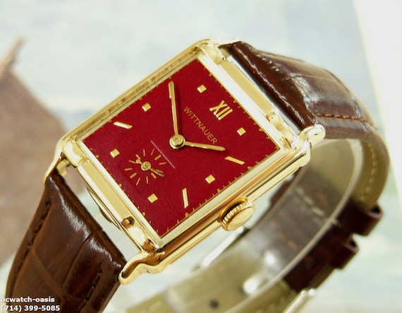 1950's Vintage WITTNAUER, Stunning Maroon Dial, Servi… - Gem