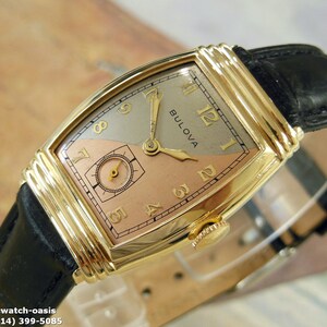 1940's Vintage BULOVA, Fancy Hooded Lugs, Stunning Gray & Salmon Dial ...