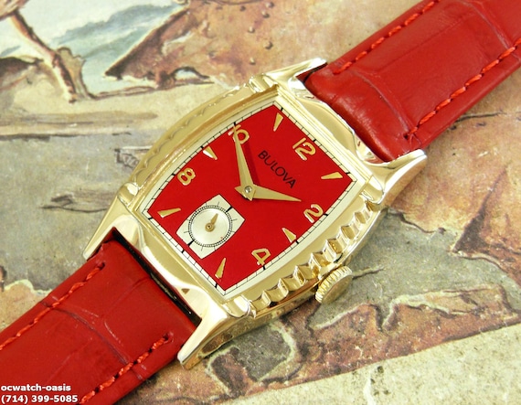 1958 Vintage BULOVA, Stunning RED Dial, Serviced with… - Gem