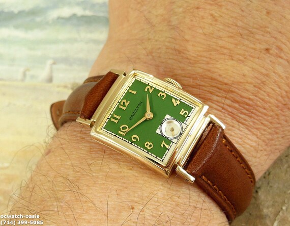 Vintage 1946 HAMILTON ROSS, Stunning Olive Green Dial… - Gem