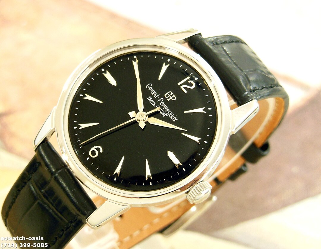 1950's Vintage GIRARD PERREGAUX Seahawk, Stunning BLACK Dial, Serviced ...