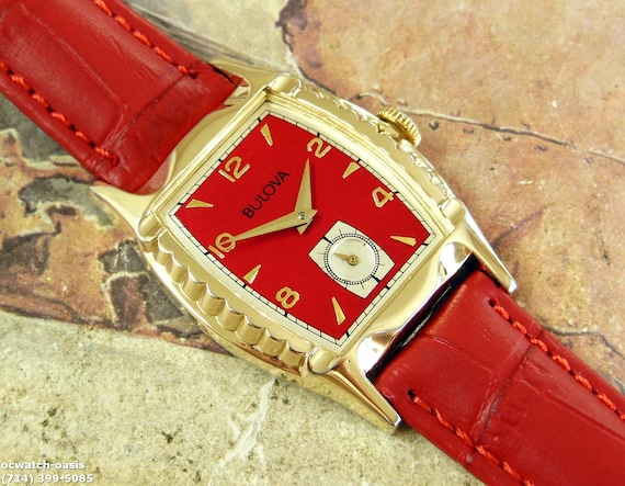 1958 Vintage BULOVA, Stunning RED Dial, Serviced with… - Gem