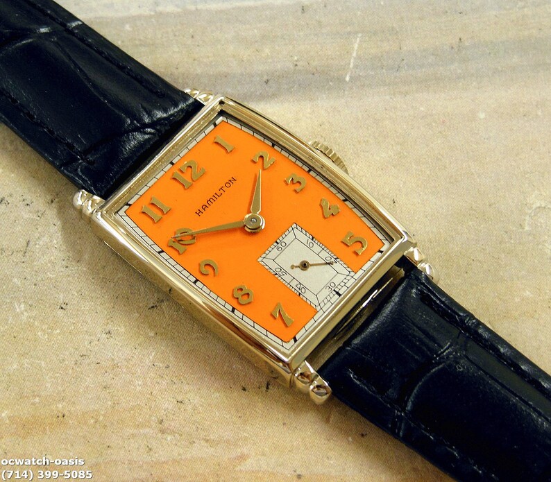 1941 Vintage HAMILTON MYRON Stunning Orange Dial Serviced1 - Etsy
