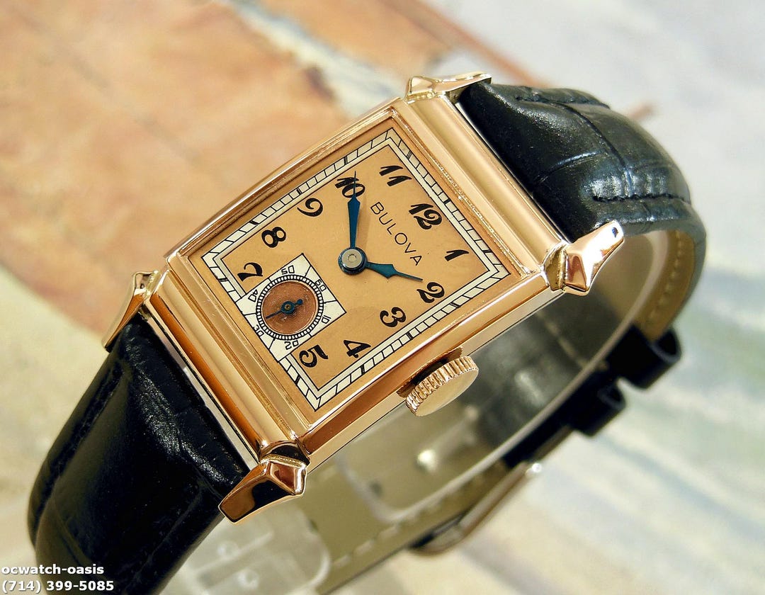 1940's Vintage BULOVA, Rose Gold Plated, Stunning Salmon Dial, Serviced ...
